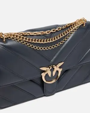 Pinko Love Bag Chevron Medium Shoulder Bag With Chain Strap
