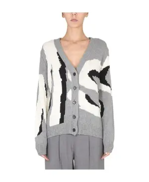 MSGM Logo Intarsia V-neck Cardigan
