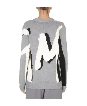 MSGM Logo Intarsia V-neck Cardigan