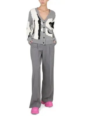 MSGM Logo Intarsia V-neck Cardigan