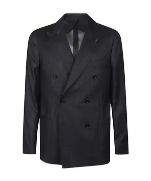 LARDINI Double-breasted Blazer - Black
