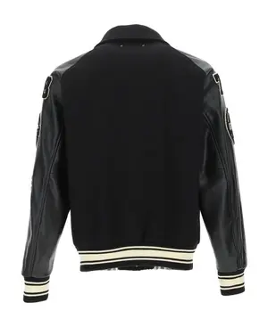 GOLDEN GOOSE Embroidered Logo Leather Jacket