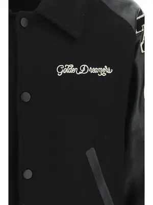 GOLDEN GOOSE Embroidered Logo Leather Jacket