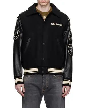 GOLDEN GOOSE Embroidered Logo Leather Jacket
