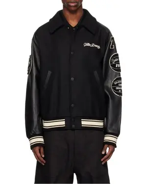 GOLDEN GOOSE Embroidered Logo Leather Jacket