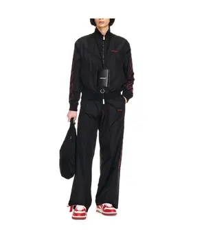 Off-White Diagonal Stripe Embroidered Straight Leg Trousers
