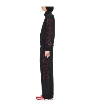 Off-White Diagonal Stripe Embroidered Straight Leg Trousers