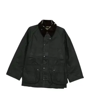 Barbour Corduroy Collar Waxed Coat - Black