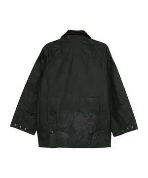 Barbour Corduroy Collar Waxed Coat - Black