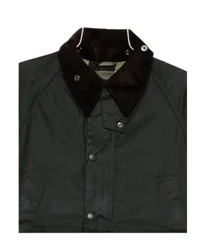 Barbour Corduroy Collar Waxed Coat - Black