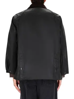 Barbour Corduroy Collar Waxed Coat - Black