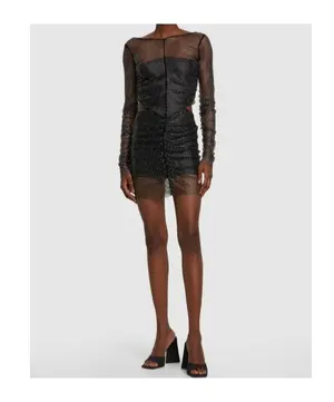 Giuseppe Di Morabito Embroidered Mesh Mini Dress
