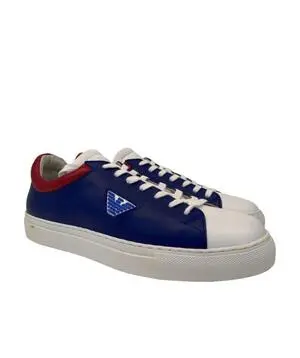 Emporio Armani Casual Lace-up Sneakers With Logo Detailing - Blue