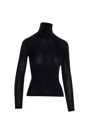 Saint Laurent Ribbed Knit Turtleneck Sweater - Black