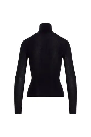 Saint Laurent Ribbed Knit Turtleneck Sweater - Black