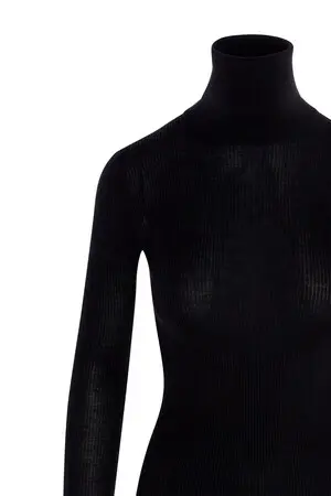 Saint Laurent Ribbed Knit Turtleneck Sweater - Black