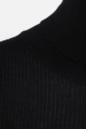 Saint Laurent Ribbed Knit Turtleneck Sweater - Black