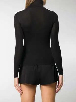 Saint Laurent Ribbed Knit Turtleneck Sweater - Black