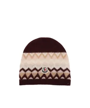 Moncler Pattern Intarsia-knit Logo Patch Beanie - White