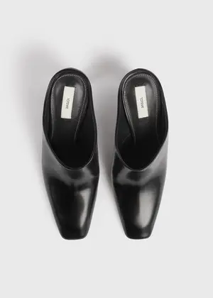 TOTEME Slip On Heeled Mules With Square Toe And Open Back - Black