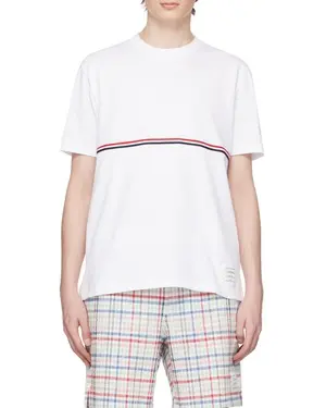 Thom Browne Rwb Striped Crewneck T-shirt - White