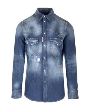 Dsquared2 Button-up Denim Distressed Shirt