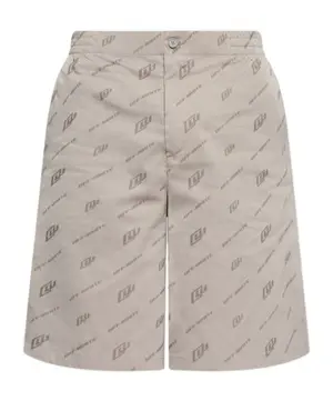 Off-White Button Detailed All-over Patterned Shorts - Nude