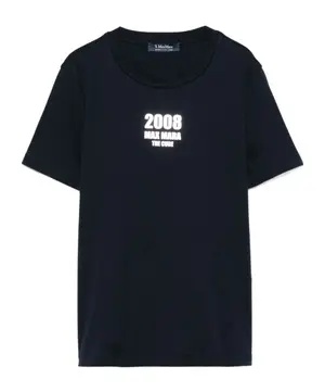 Max Mara Logo Printed Crewneck T-shirt - Black