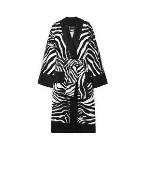 Dolce & Gabbana Long Sleeve Graphic Print Robe - Black