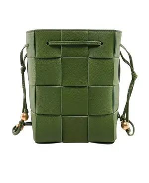 Bottega Veneta Woven Bucket Bag With Knotted Shoulder Straps - Green