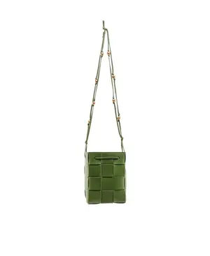 Bottega Veneta Woven Bucket Bag With Knotted Shoulder Straps - Green