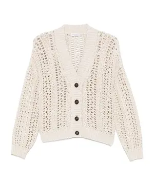 Brunello Cucinelli Long Sleeved Open Knit Cardigan