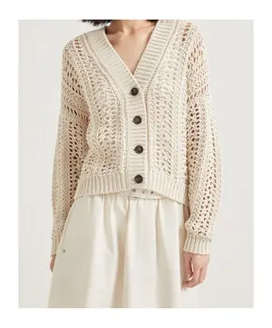 Brunello Cucinelli Long Sleeved Open Knit Cardigan