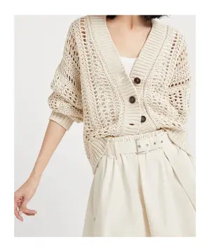 Brunello Cucinelli Long Sleeved Open Knit Cardigan