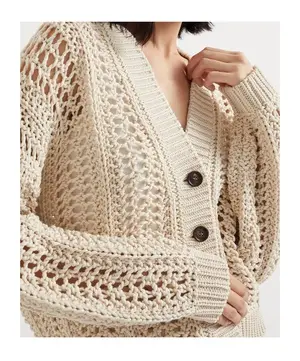 Brunello Cucinelli Long Sleeved Open Knit Cardigan
