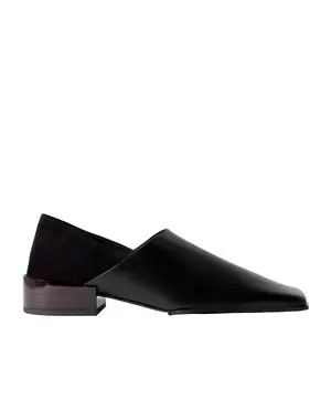 Alaïa Square Toe Leather And Suede Slippers