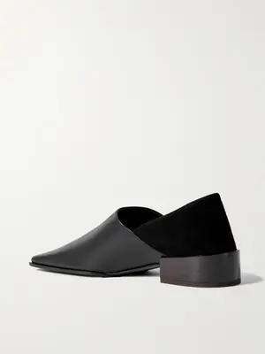 Alaïa Square Toe Leather And Suede Slippers