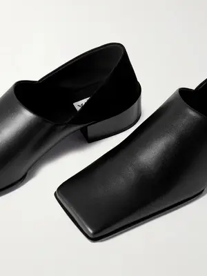 Alaïa Square Toe Leather And Suede Slippers