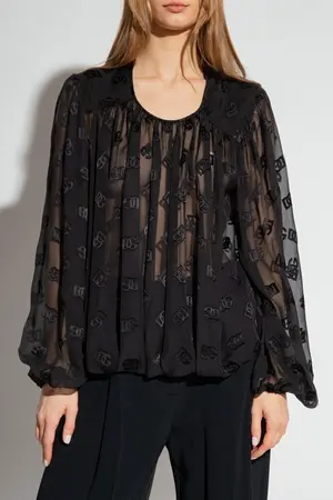 Dolce & Gabbana Logo Jacquard Semi-sheer Blouse