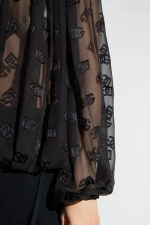 Dolce & Gabbana Logo Jacquard Semi-sheer Blouse