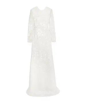 Erdem Sequined Chiffon Maxi Dress With Open Back Bow Detail - Ivory