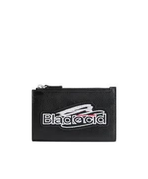 Balenciaga Logo Patch Zipped Card Holder - Black