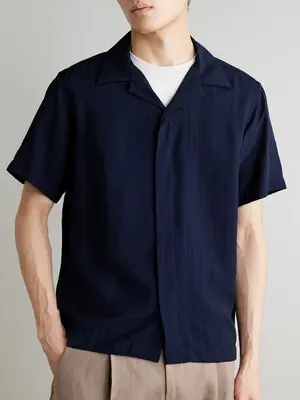 Nn07 Hank 5971 Camp-collar Tencel™ Modal-blend Seersucker Shirt