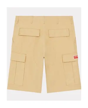 Kenzo Knee-length Cargo Shorts With Drawstring Waist - Nude