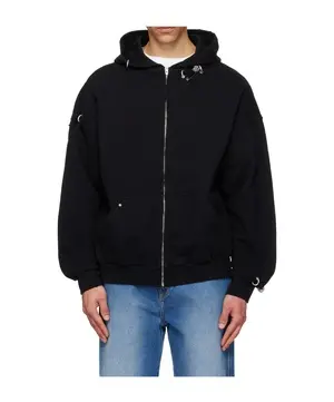 We11Done Zip-up Hoodie With Rose Piercing Detail