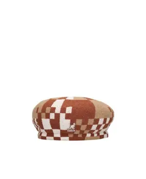KANGOL Checked Logo Beret - Brown