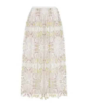 Dior Mid-length Lace Skirt With Pattern Design And Hollow Details - No