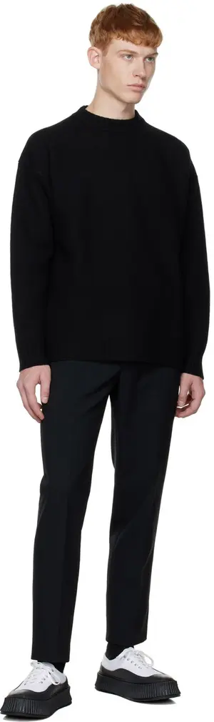 JIL SANDER Long-sleeved Knit Pullover - Black