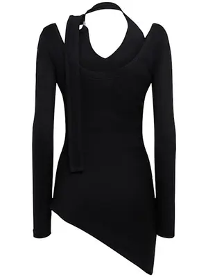 JEAN PAUL GAULTIER Ribbed Cotton Twisted Double-layer Top