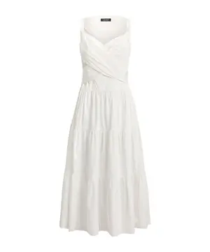 Ralph Lauren Sleeveless Cross-over Detailed Tiered Midi Dress